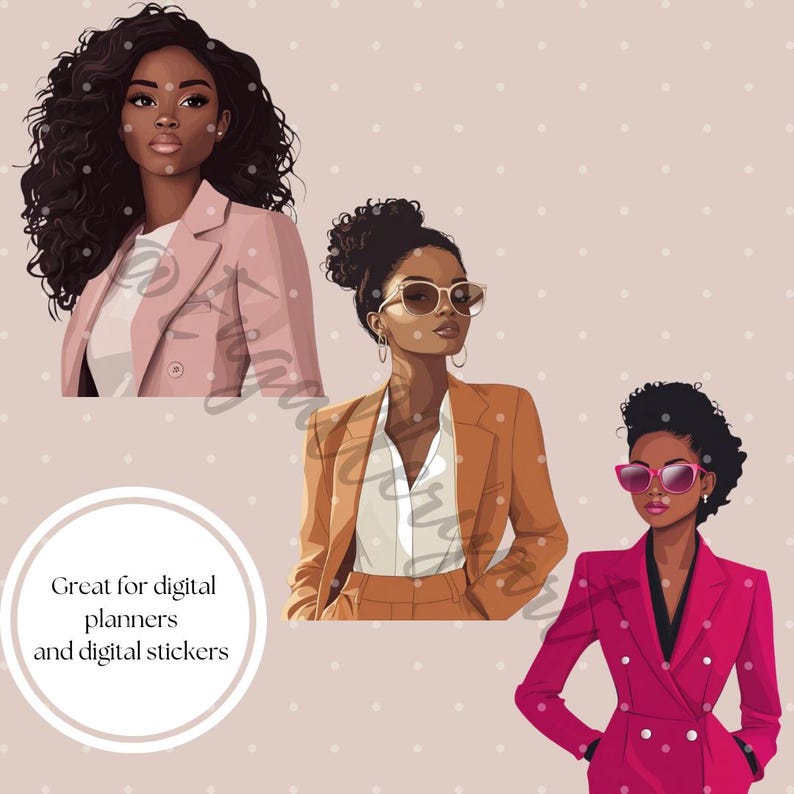 Black Women Clip Art, Digital Planner SVG, - Etsy