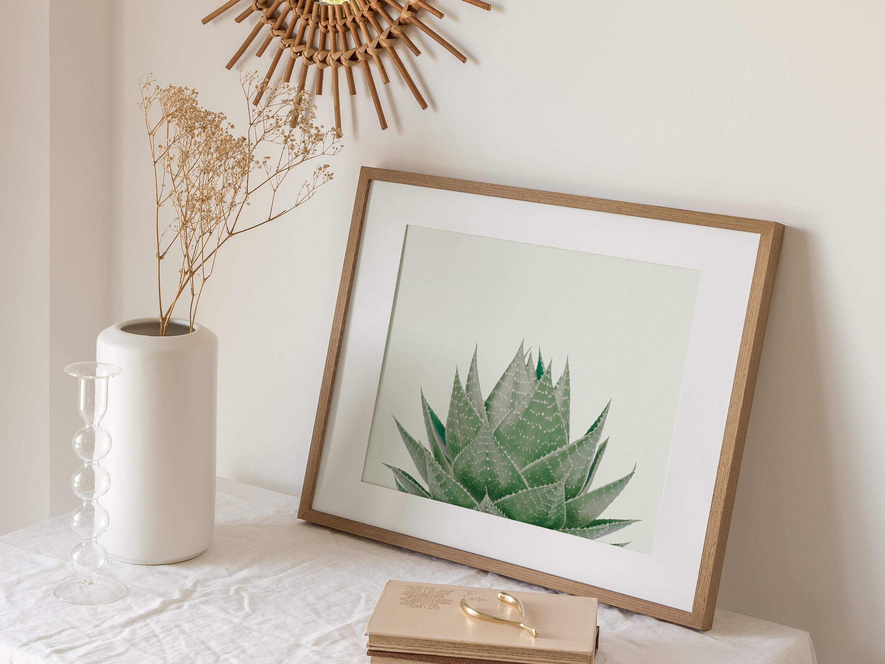 Agave Nature Poster, Green Agave Plant, Succulent Wall Art, Horizontal ...