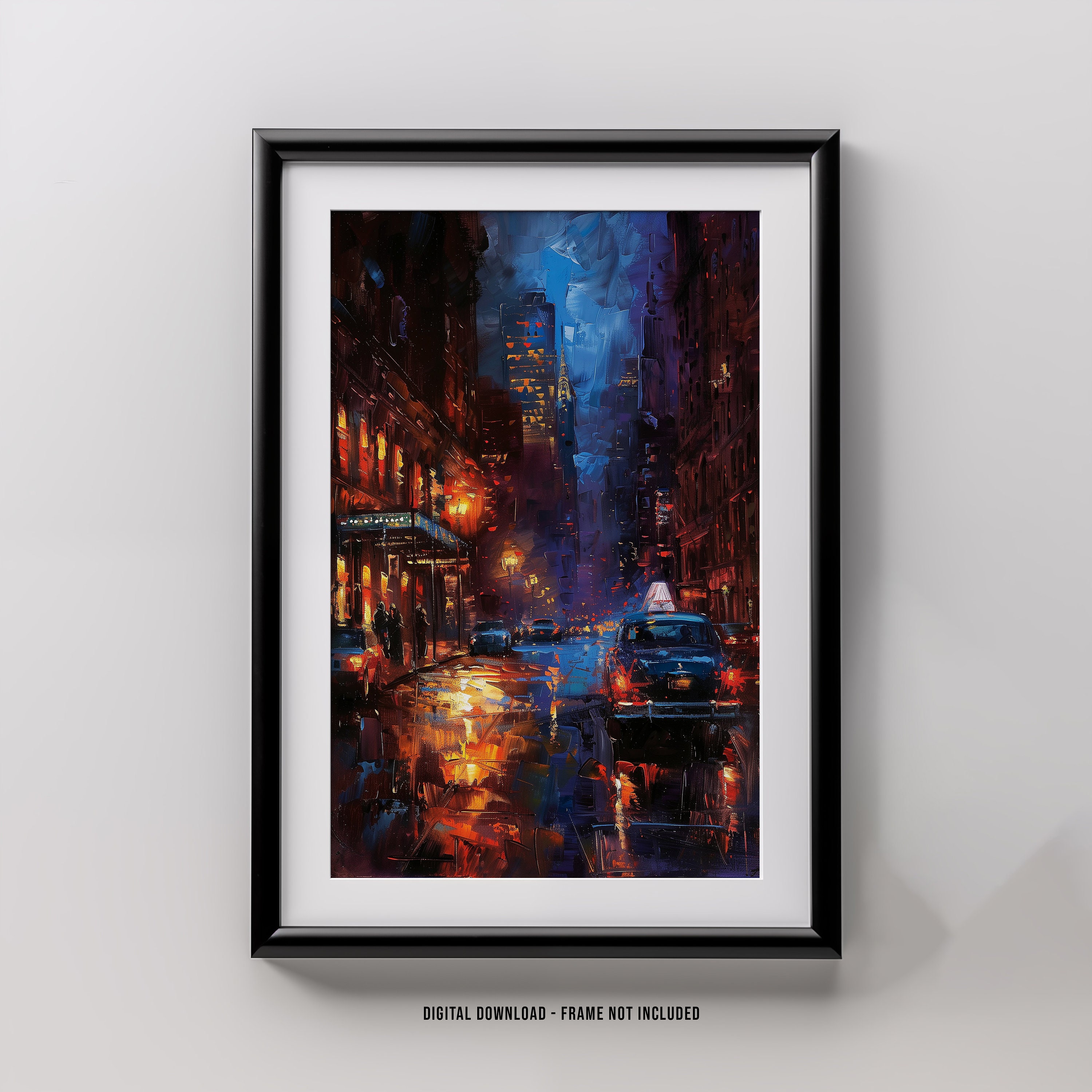 City Nightscape Rush Rainy Evening Urban Art Vibrant Street Light ...