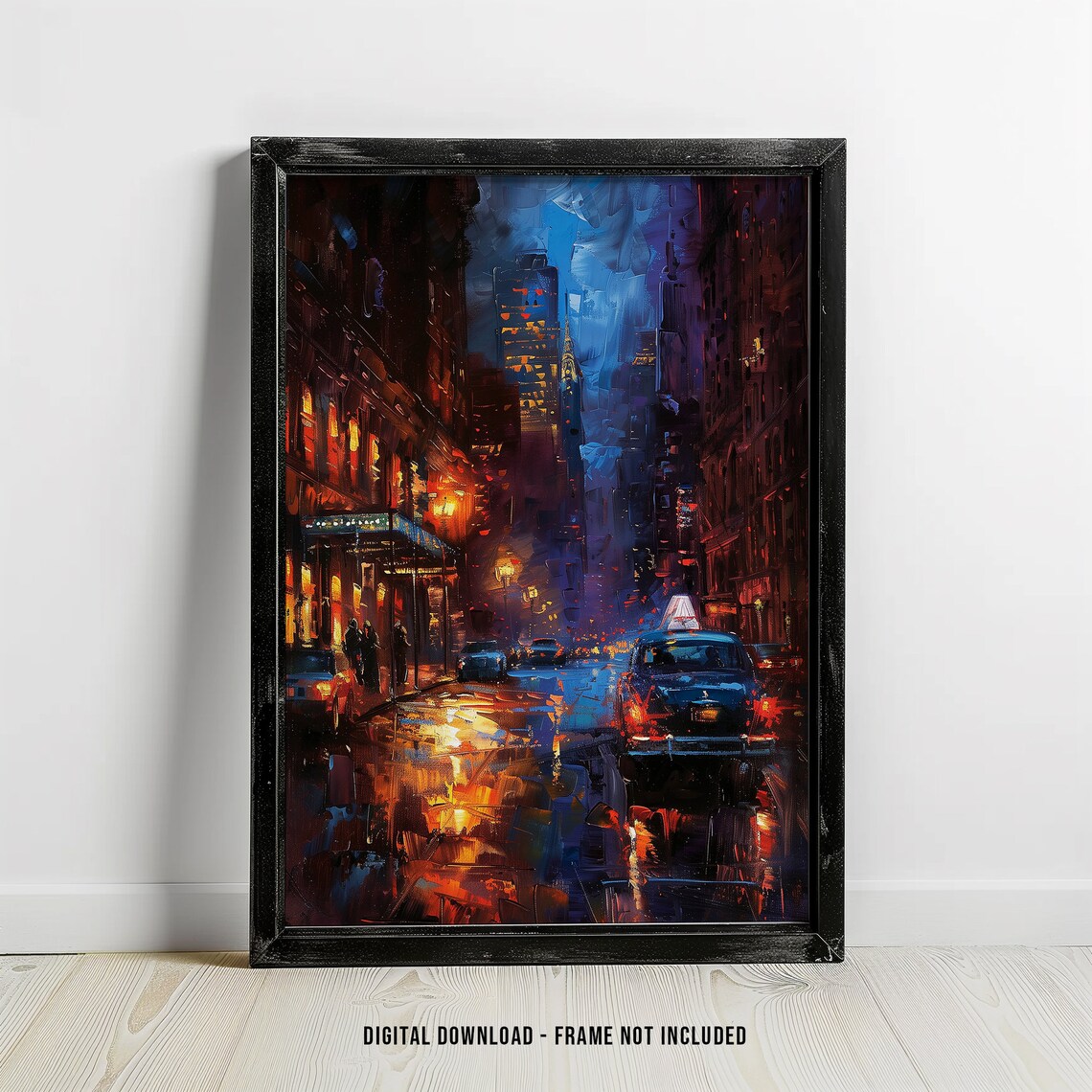 City Nightscape Rush Rainy Evening Urban Art Vibrant Street Light ...