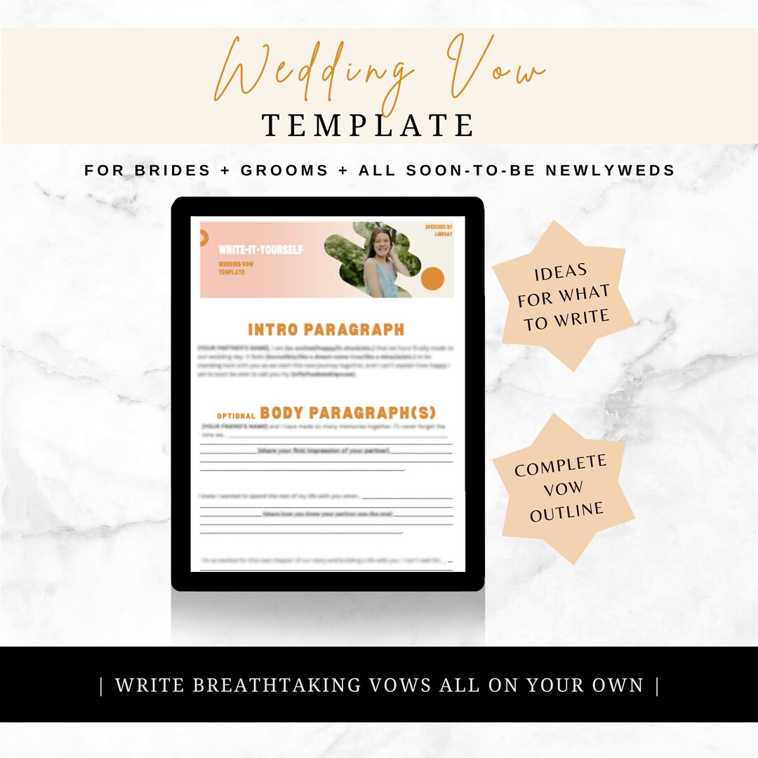 Wedding Vow Template | DIY Wedding Vow Outline With Ideas | Wedding Vow ...