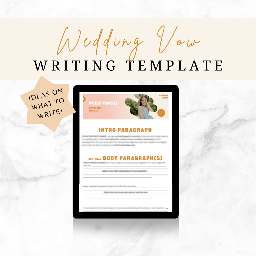DIY Wedding Vow Template | Wedding Vow Outline With Ideas | Digital ...