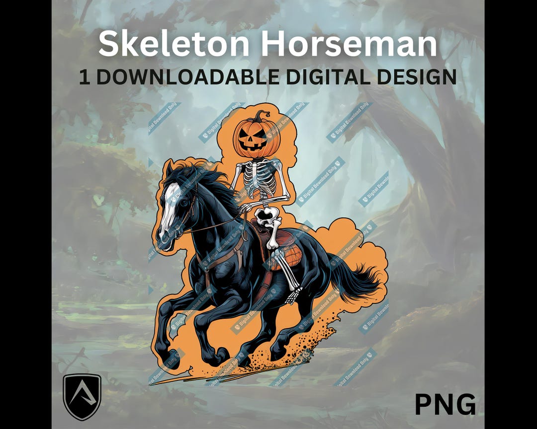 Skeleton Horseman PNG Digital Download // Halloween Print on Demand ...