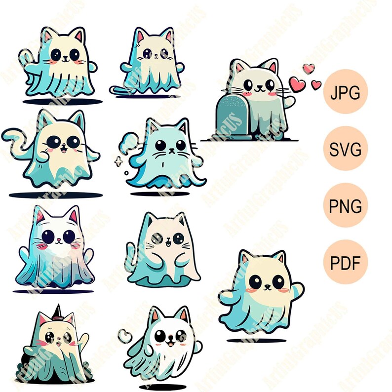Сute Ghost Cat PNG, Ghost Cat Svg, Cat Lovers, Halloween Cat Svg, Cat ...