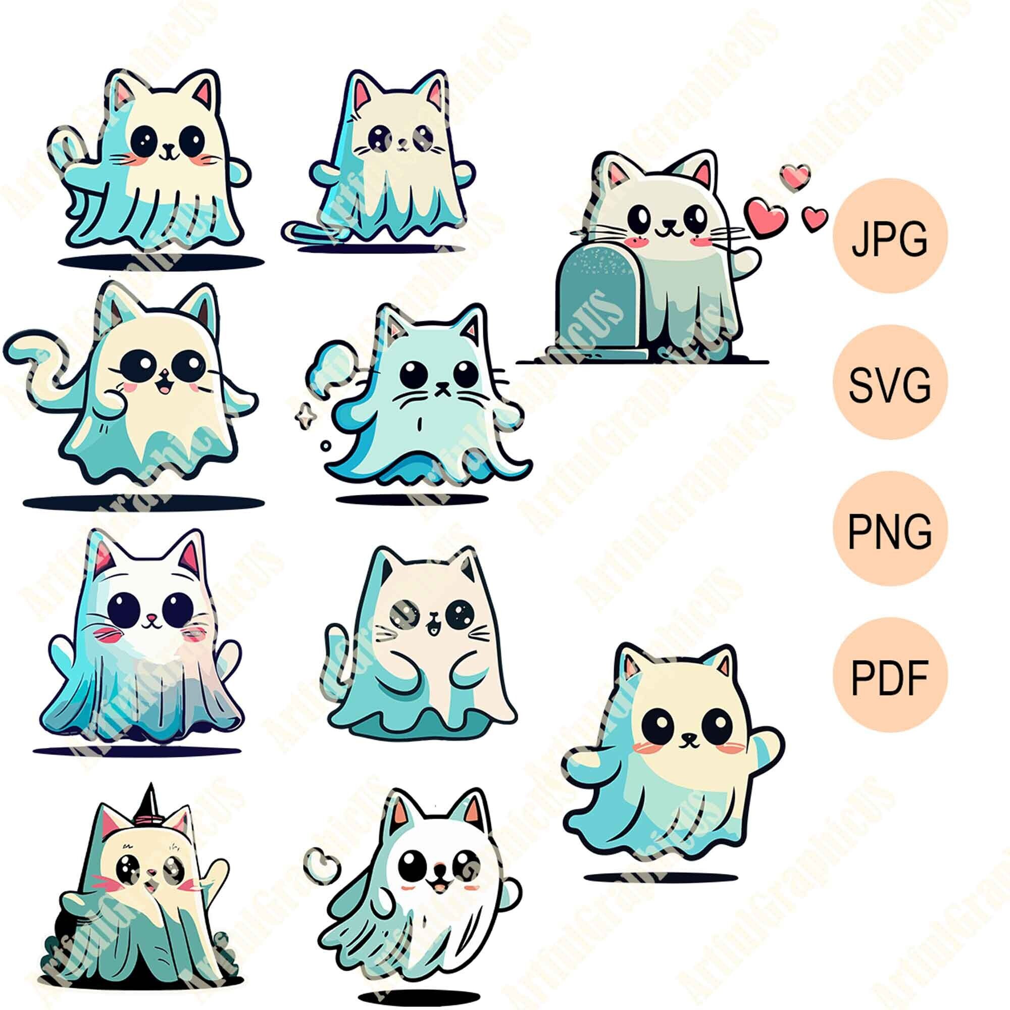 Сute Ghost Cat PNG, Ghost Cat Svg, Cat Lovers, Halloween Cat Svg, Cat ...