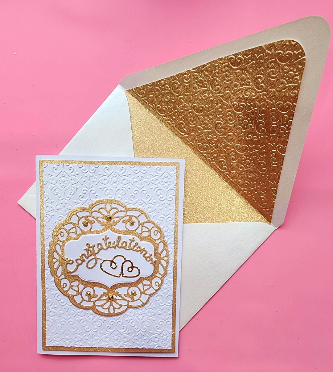 Congratulations Handmade Card With Lined Embossed Envelope - Etsy