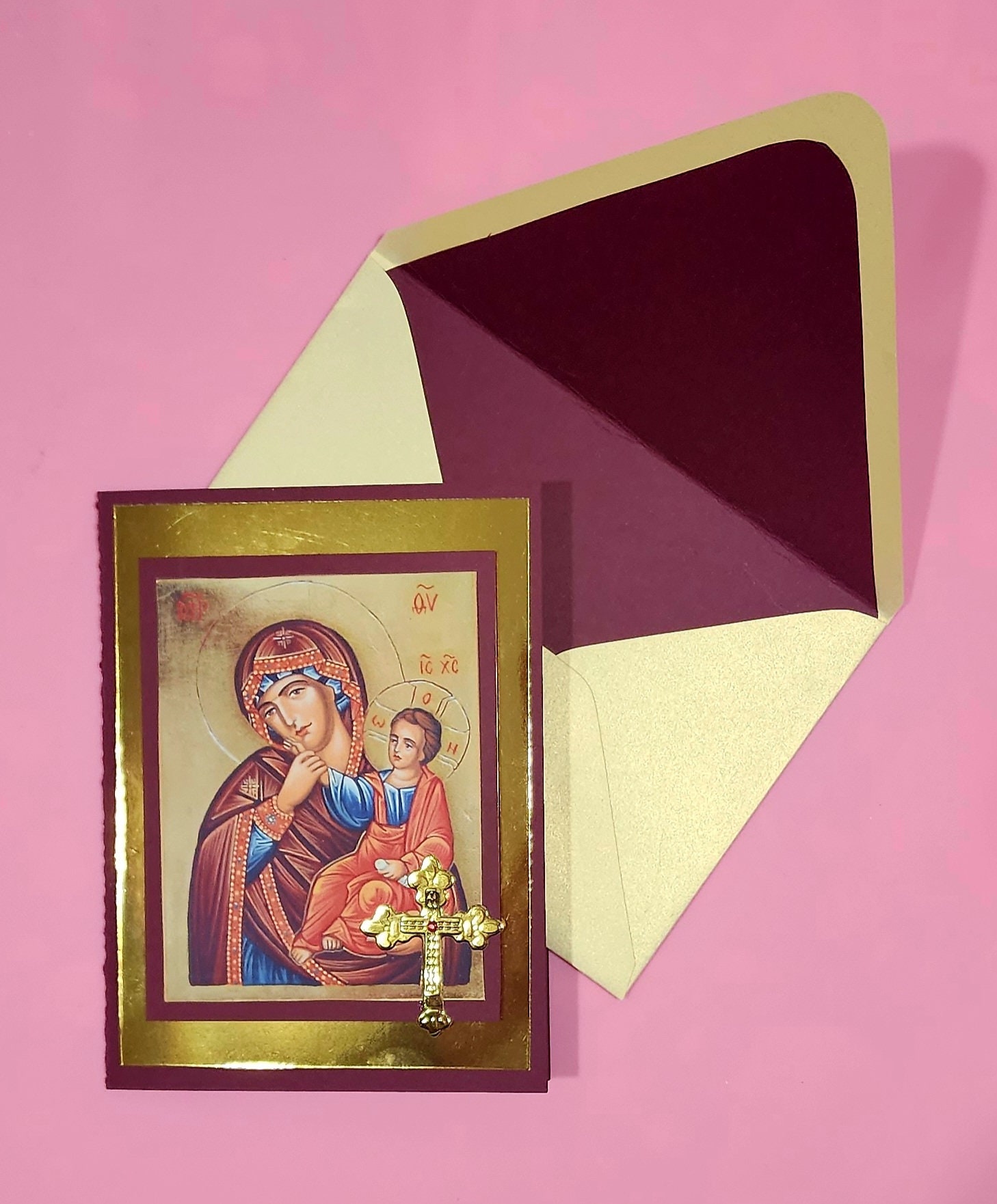 Greek Orthodox Panagia and Christos Icon and Lined Envelope - Etsy