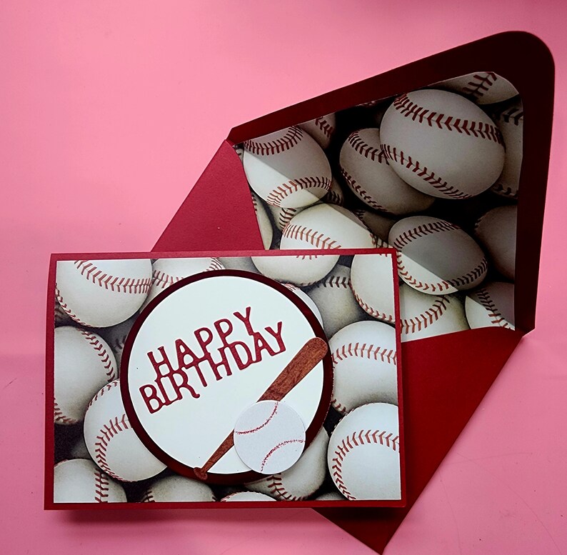 Handmade Birthday Card Baseball With Lined Envelope - Etsy