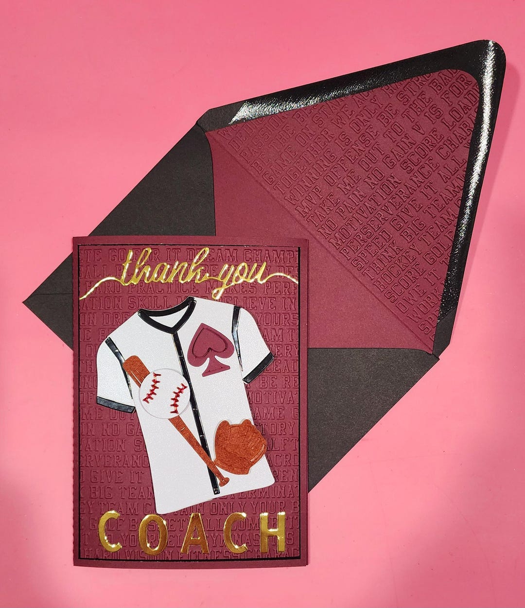 Handmade Thankyou Baseball Coach Card, Embossed, Lined Embossed ...
