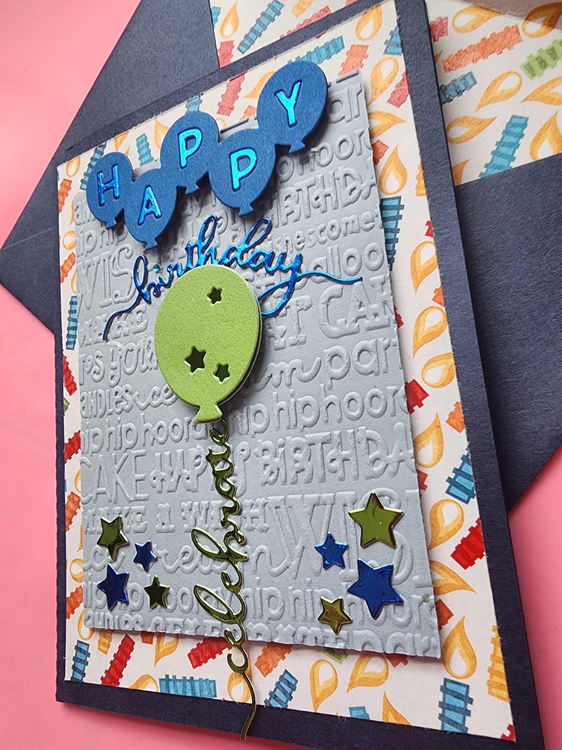 Handmade Birthday Card With Lined Envelope - Etsy