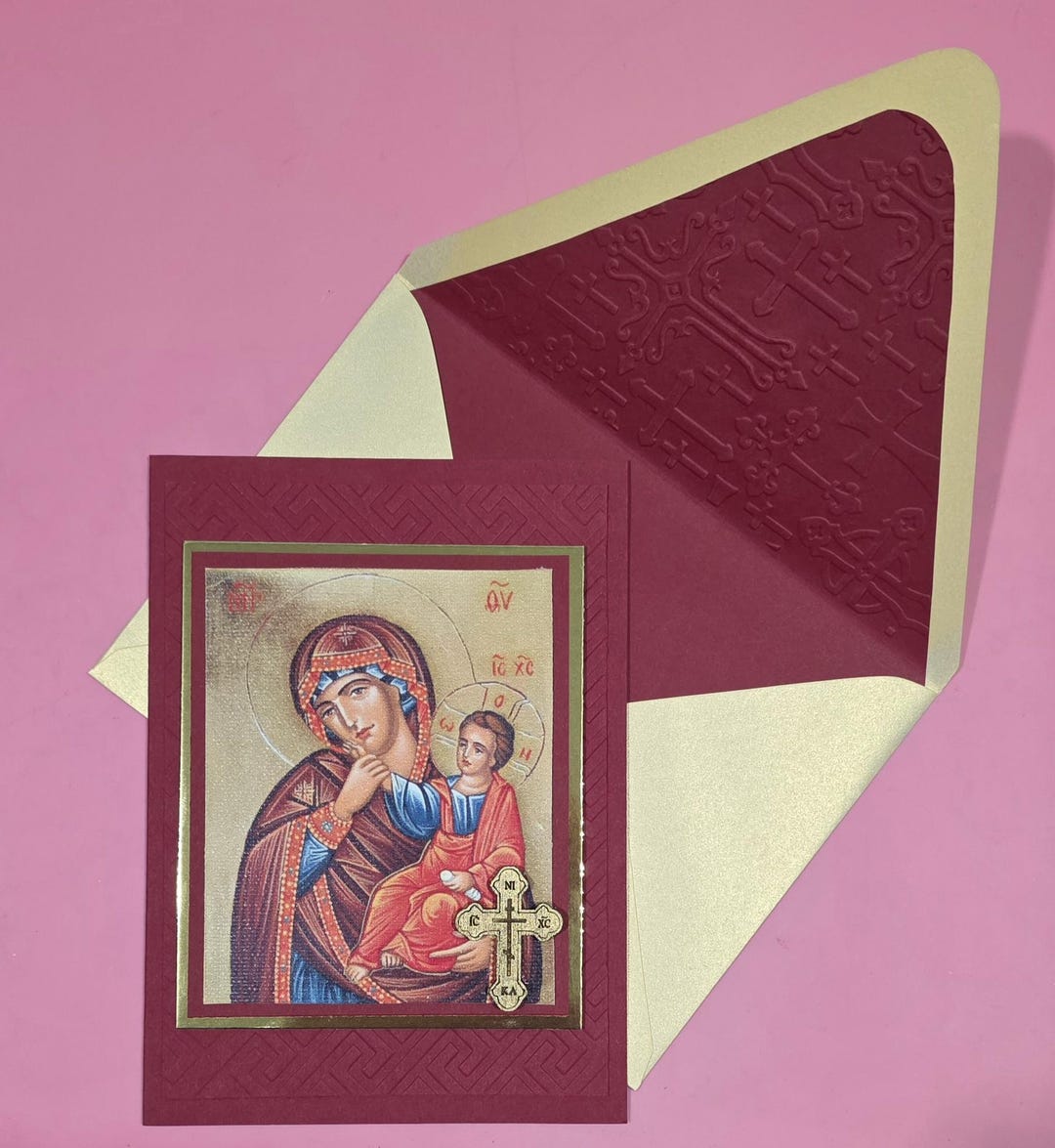 Greek Orthodox Panagia and Christos Icon and Lined Envelope - Etsy
