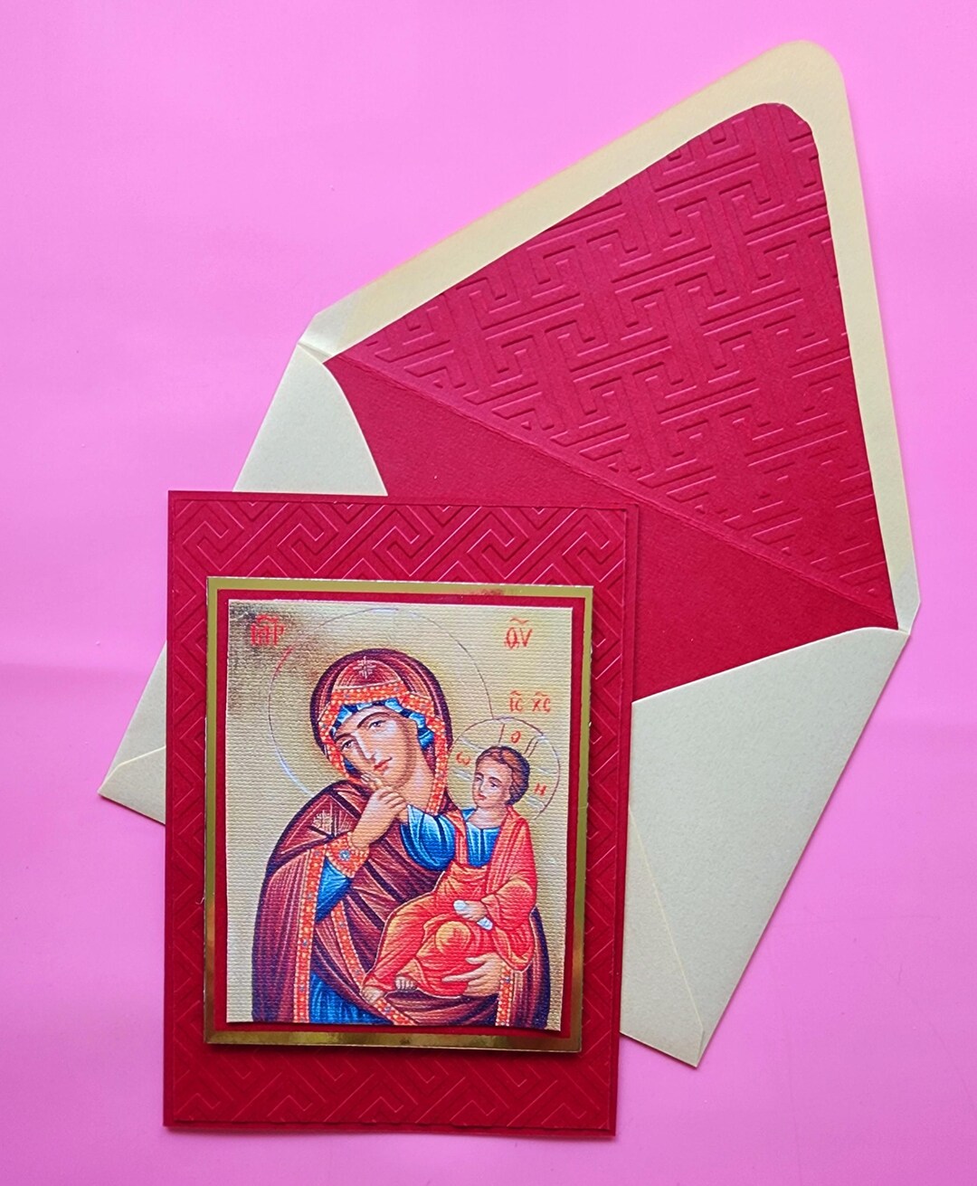 Greek Orthodox Panagia and Christos Icon and Lined Envelope - Etsy