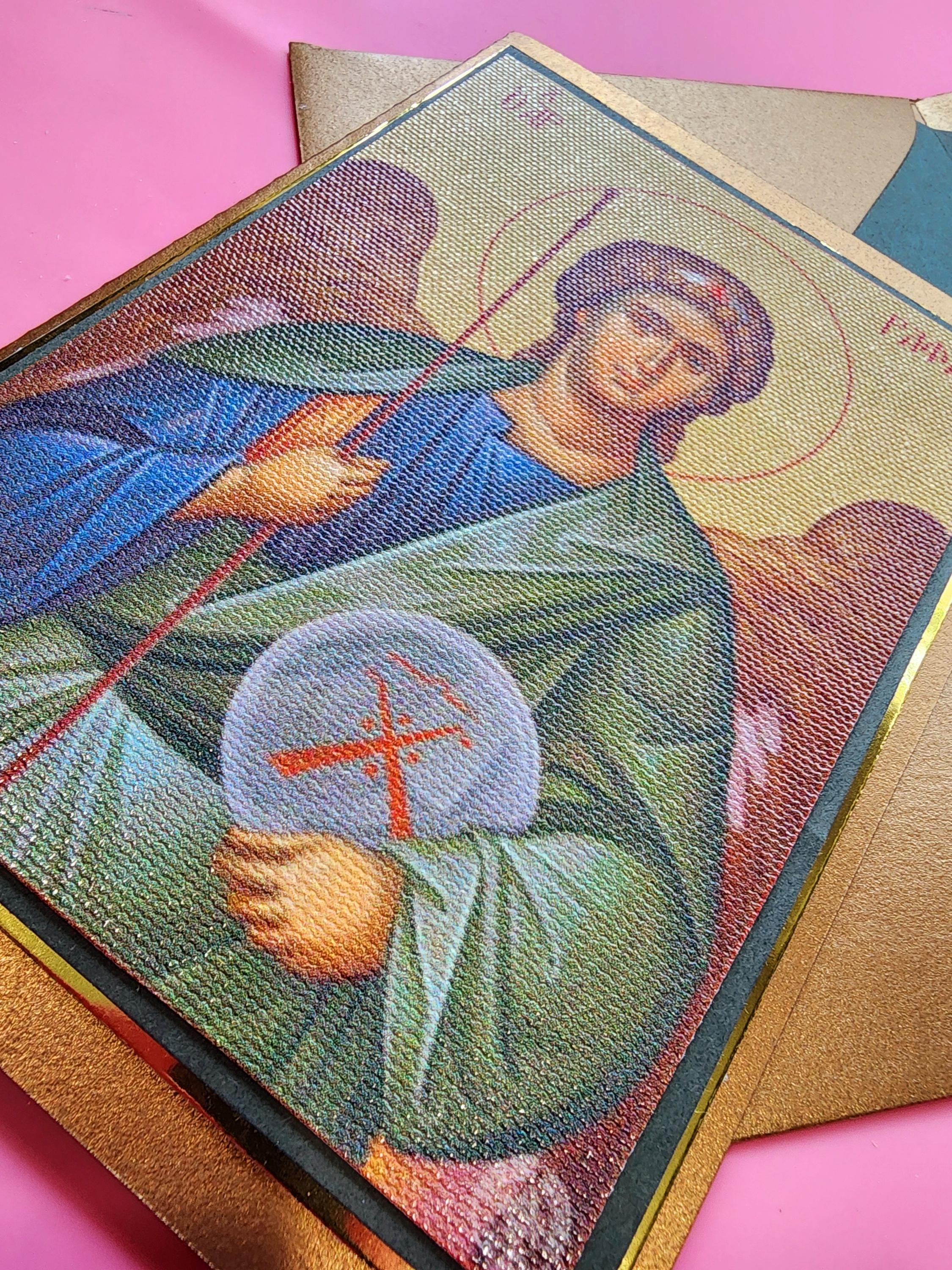 Greek Orthodox Archangel Rafael Icon Handmade Card and Lined Envelope ...