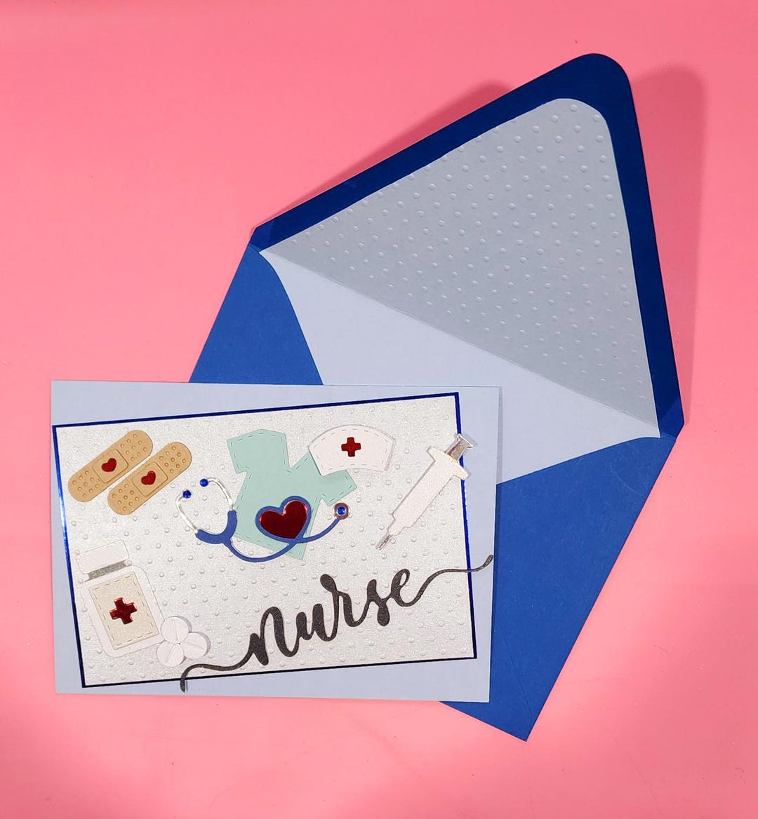Nurse Handmade Card, Lined Embossed Envelope - Etsy