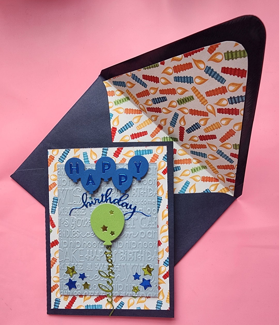 Handmade Birthday Card With Lined Envelope - Etsy