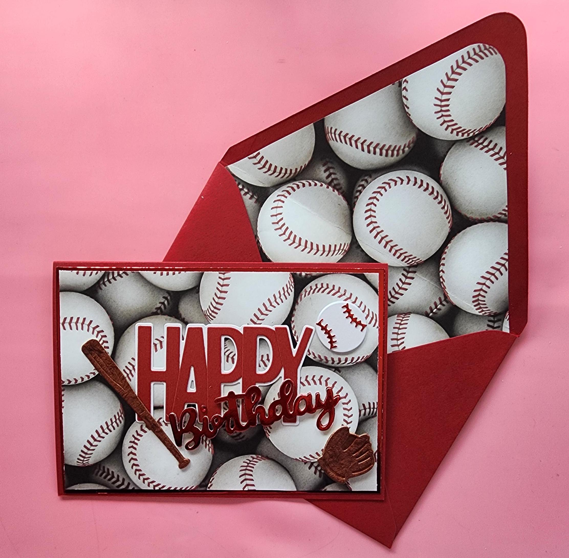 Handmade Birthday Card Baseball With Lined Envelope - Etsy