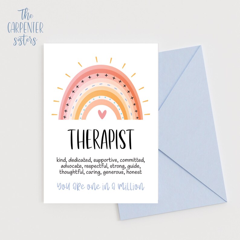 Therapist Card, Digital Download, Therapist Greeting Card , Rainbow ...