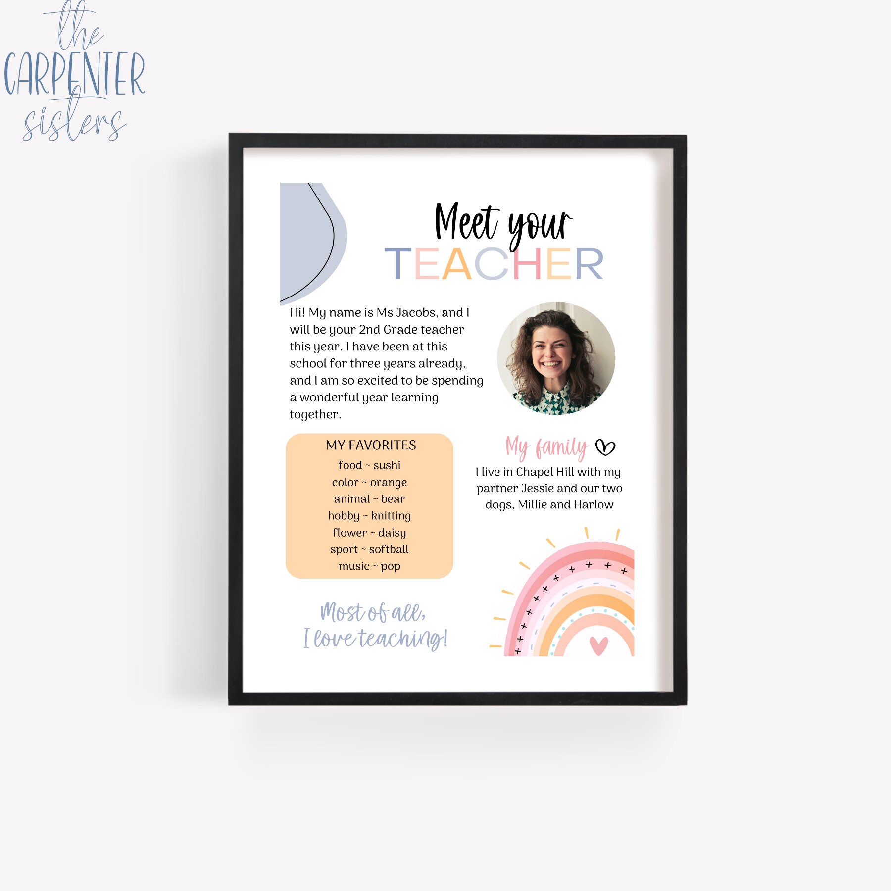 Meet the Teacher Digital Download, Personalised All About Me Teacher ...