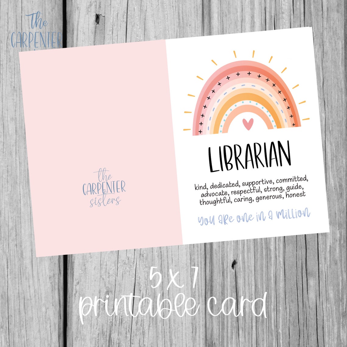 Librarian Card, Digital Download, School Principal Greeting Card ...