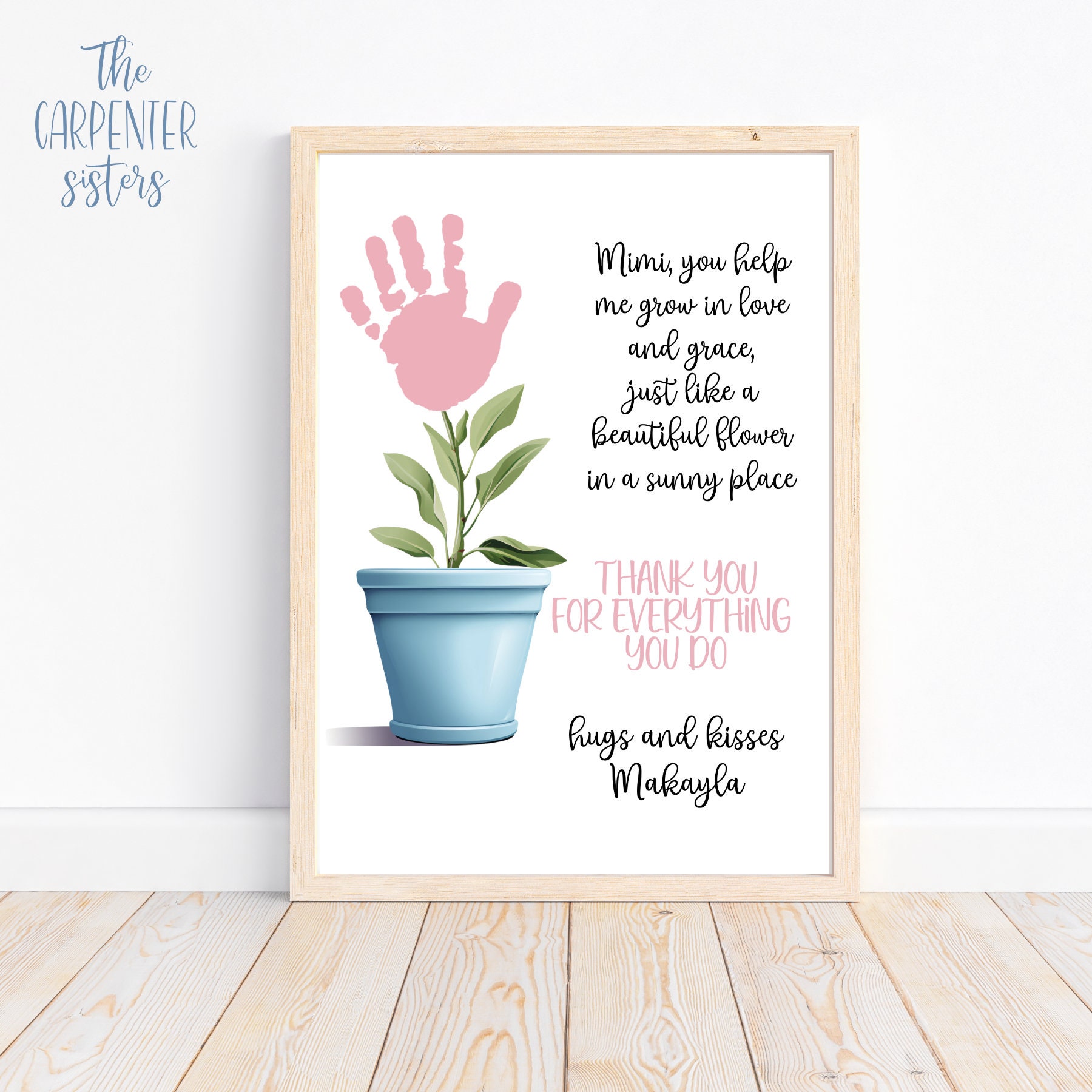 Mimi Gift, Mimi Flower Pot Printable, Mimi Keepsake, Hand Print, DIY ...