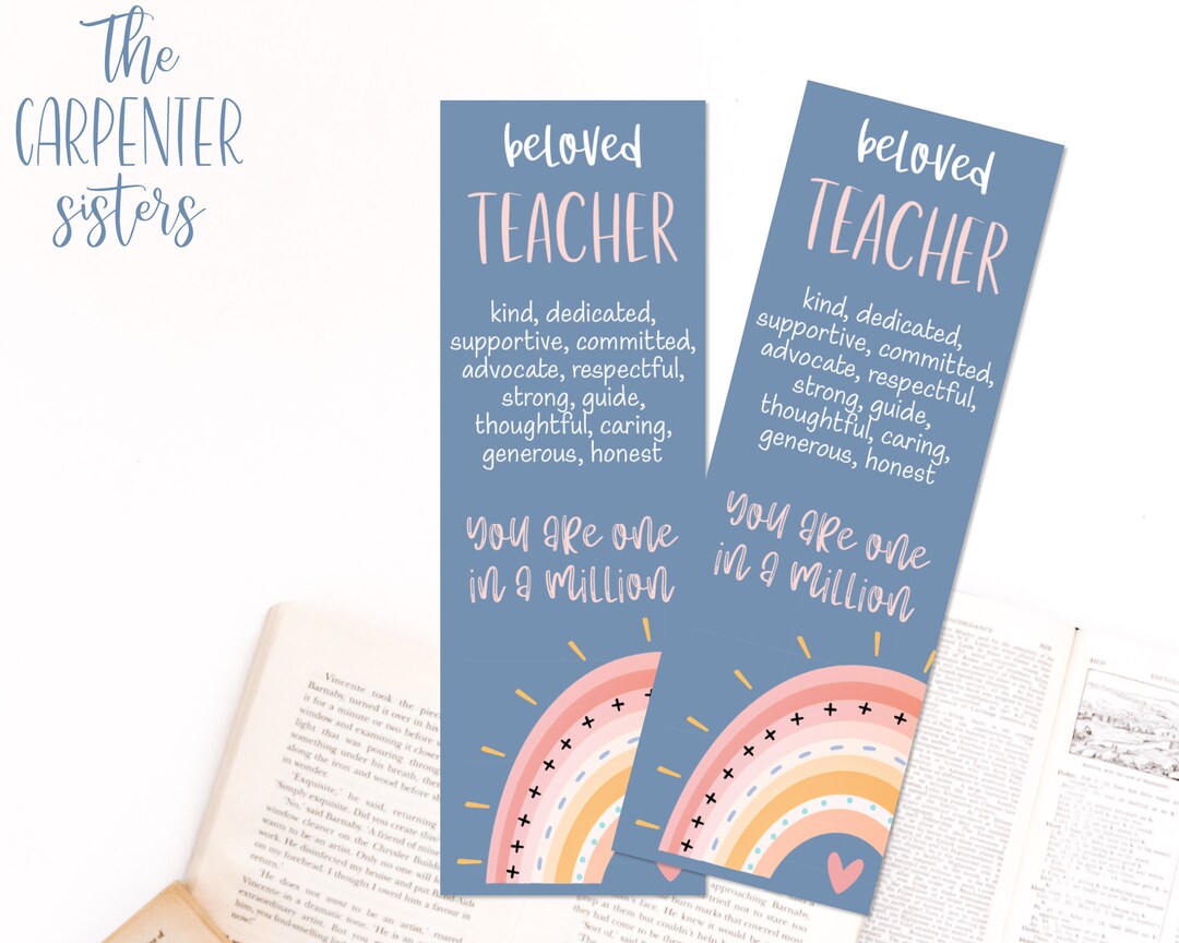 Beloved Teacher Bookmark, Digital Download, Teacher Thank You Gift ...