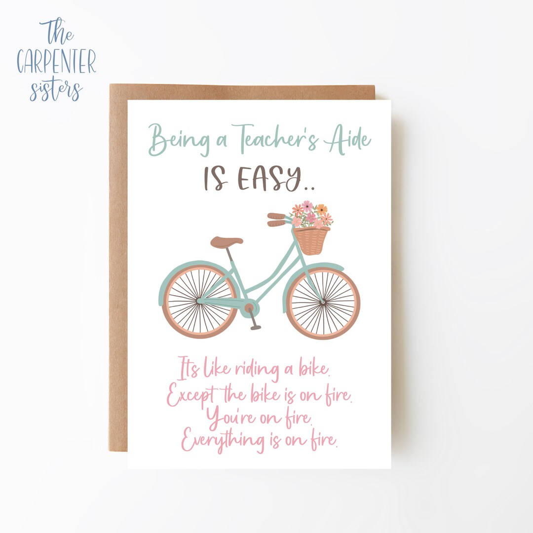 Teacher's Aide Card, Digital Download, Teacher's Aide Greeting Card ...