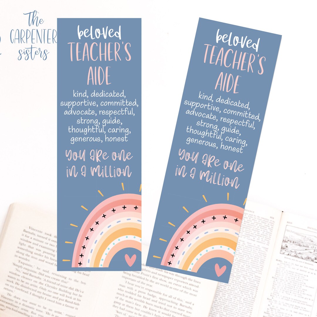 Beloved Teacher's Aide Bookmark, Digital Download, Teacher Aide Thank ...