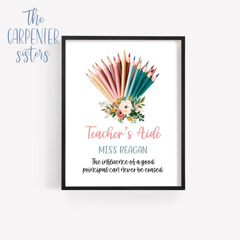 Personalised Teacher Aide Gift, Teacher Aide Appreciation Printable ...