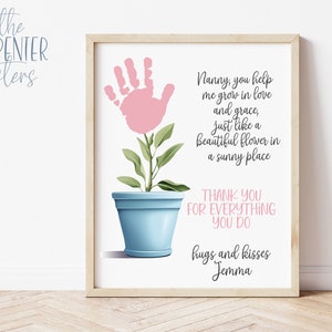 Nanny Gift, Nanny Flower Pot Printable, Nanny Keepsake, Hand Print, DIY ...