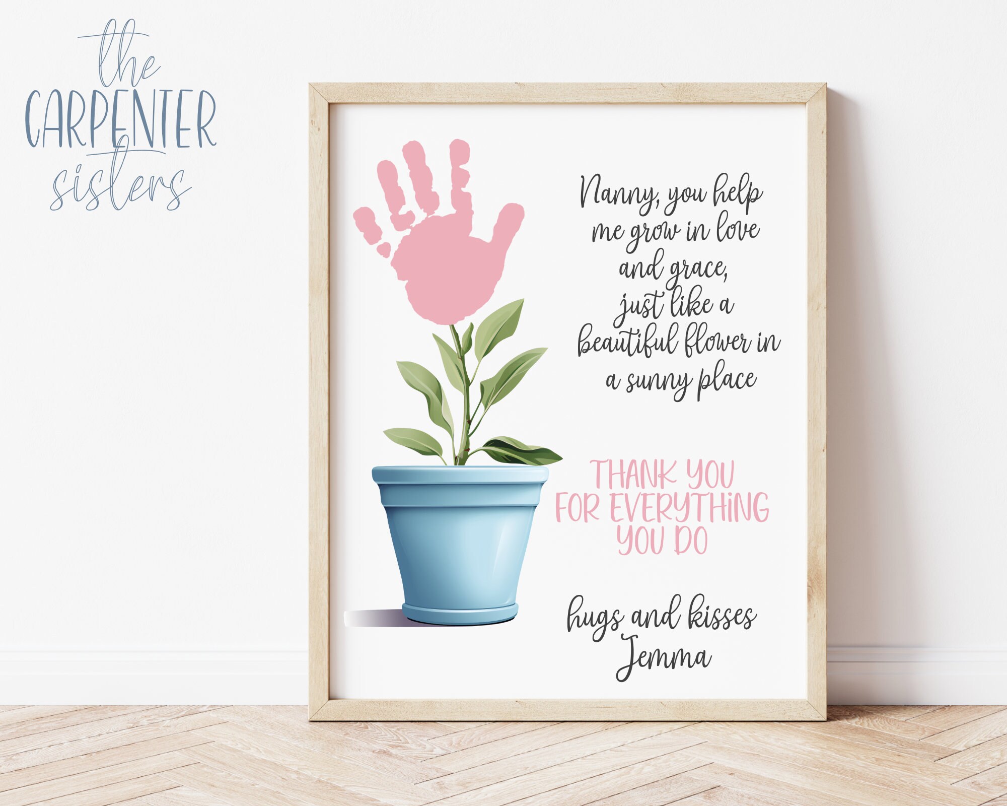 Nanny Gift, Nanny Flower Pot Printable, Nanny Keepsake, Hand Print, DIY ...
