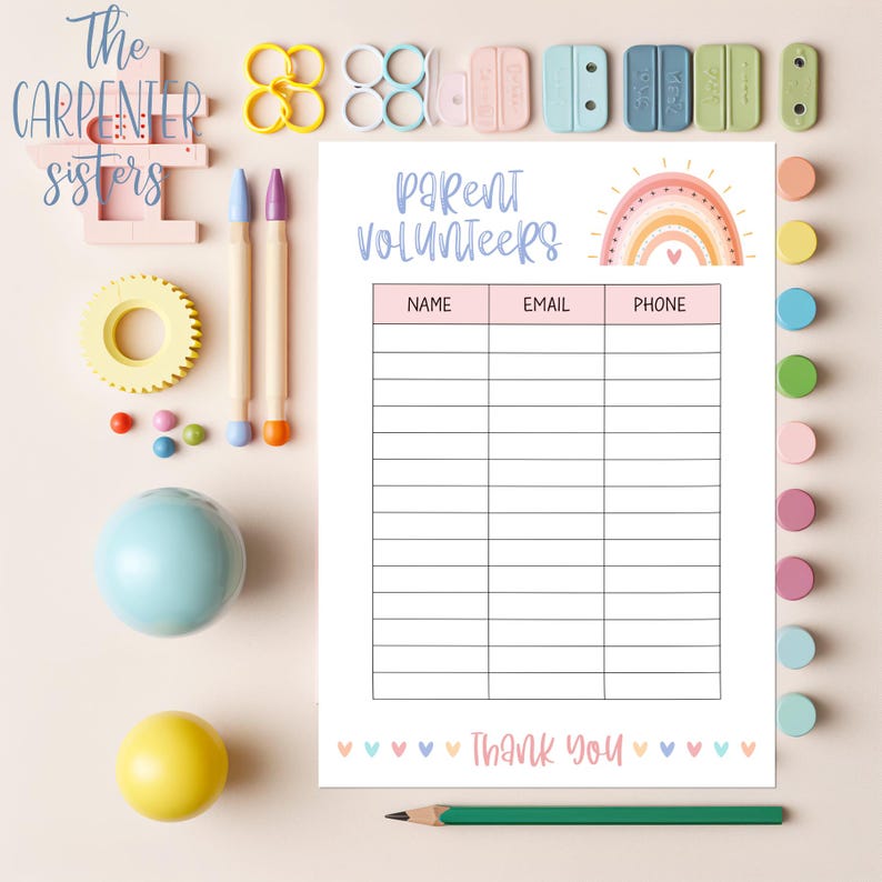 Parent Volunteer Sheet, Digital Download, Childcare or School Printable ...