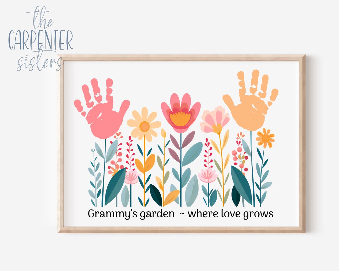 Grammy Gift, Grammy's Garden Printable, Grammy Keepsake, Hand Print ...