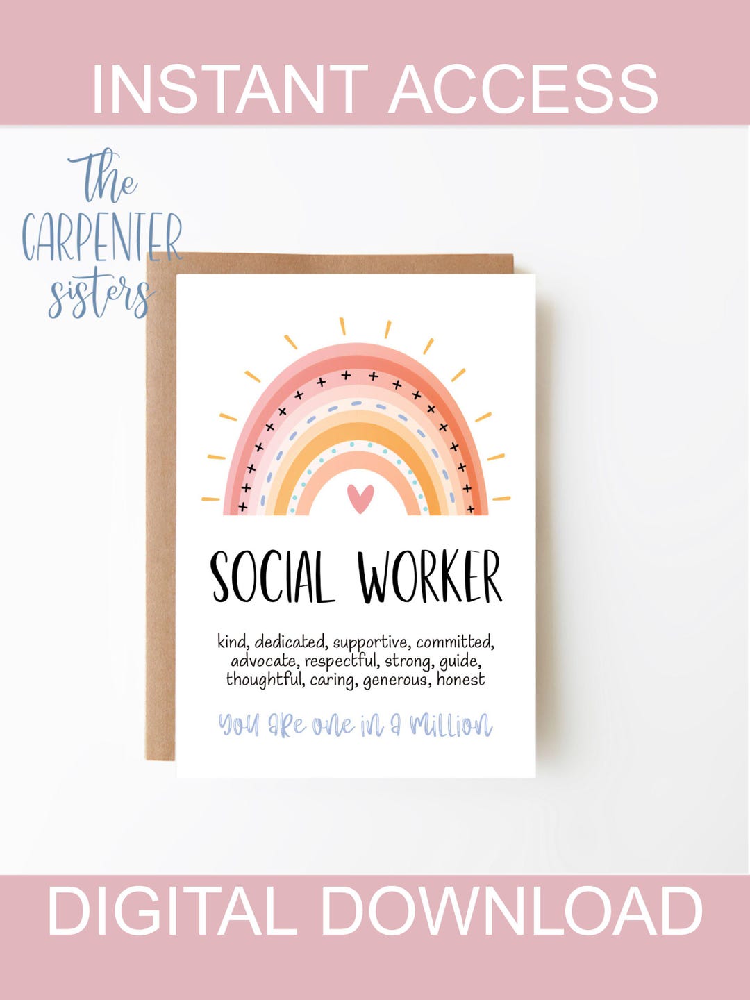 Social Worker Thank You Card, School Appreciation Printable, End of ...