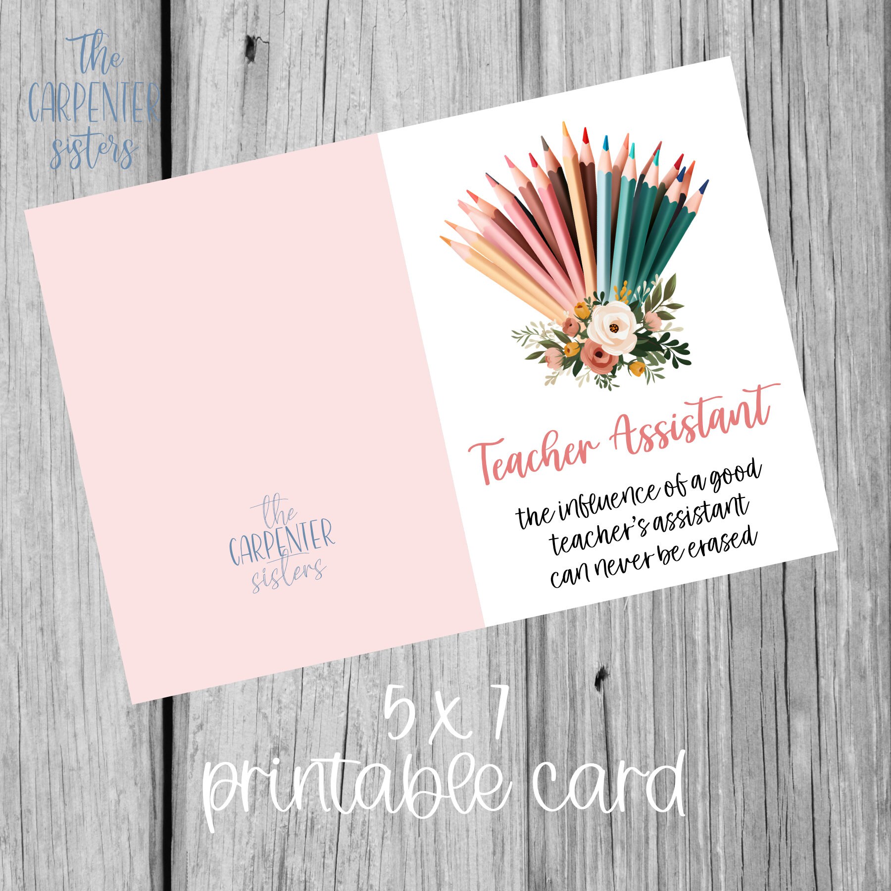 Teacher Assistant Card, Digital Download, Teacher's Assistant Thank You ...