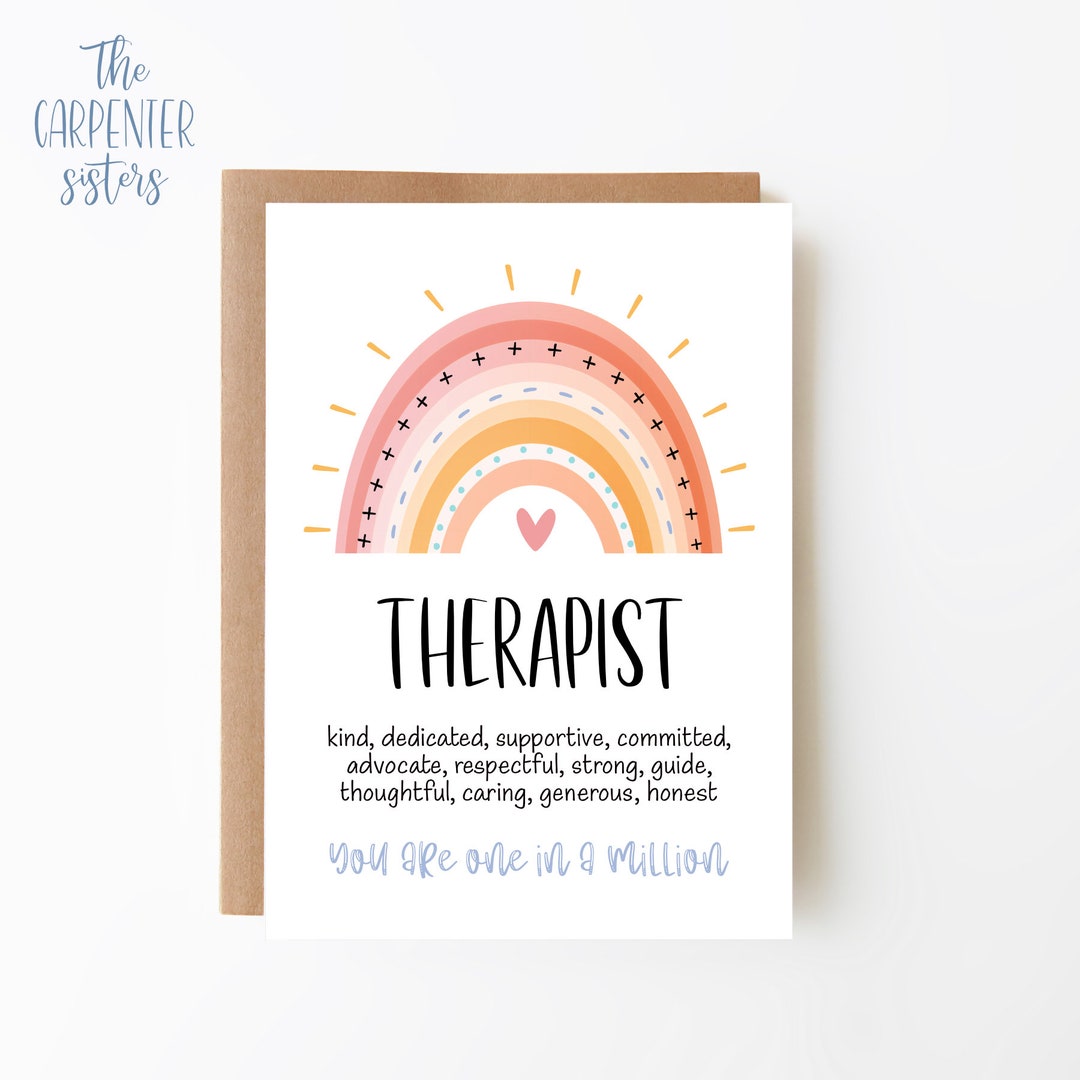 Therapist Card, Digital Download, Therapist Greeting Card , Rainbow ...