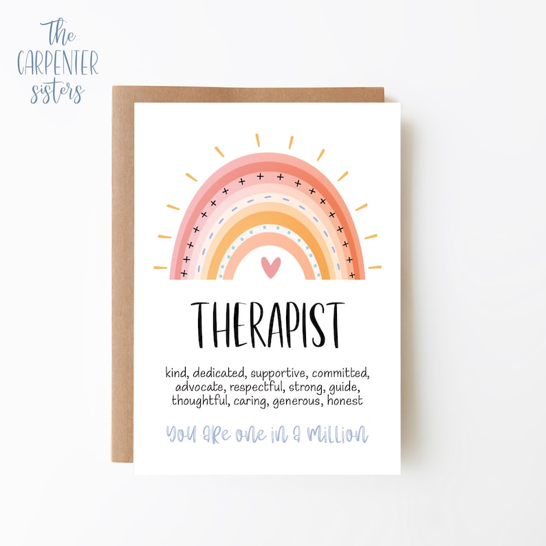 Therapist Card, Digital Download, Therapist Greeting Card , Rainbow ...
