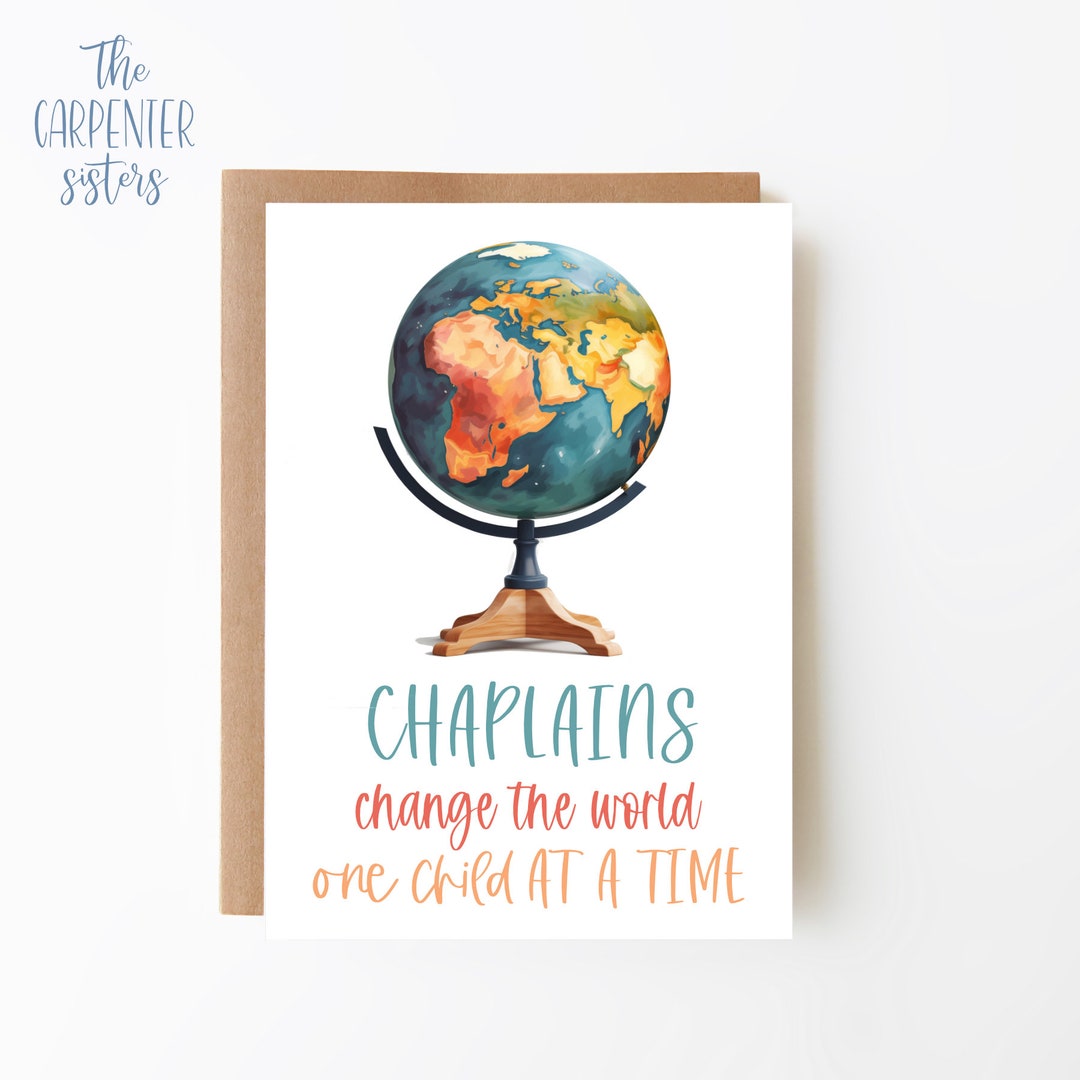 Chaplain Card, Digital Download, School Chaplain Greeting Card , Globe ...