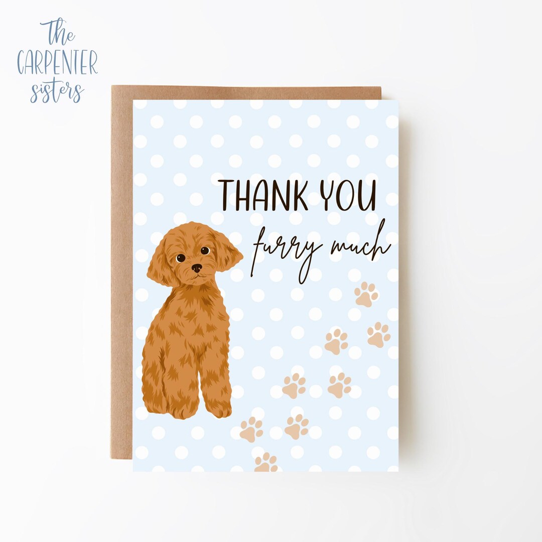 Thank You Furry Much Card, Digital Download, Dog Sitting Card, Minding ...