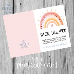 Special Education Card, Digital Download, Special Education Teacher ...