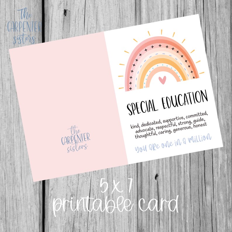 Special Education Card, Digital Download, Special Education Teacher ...