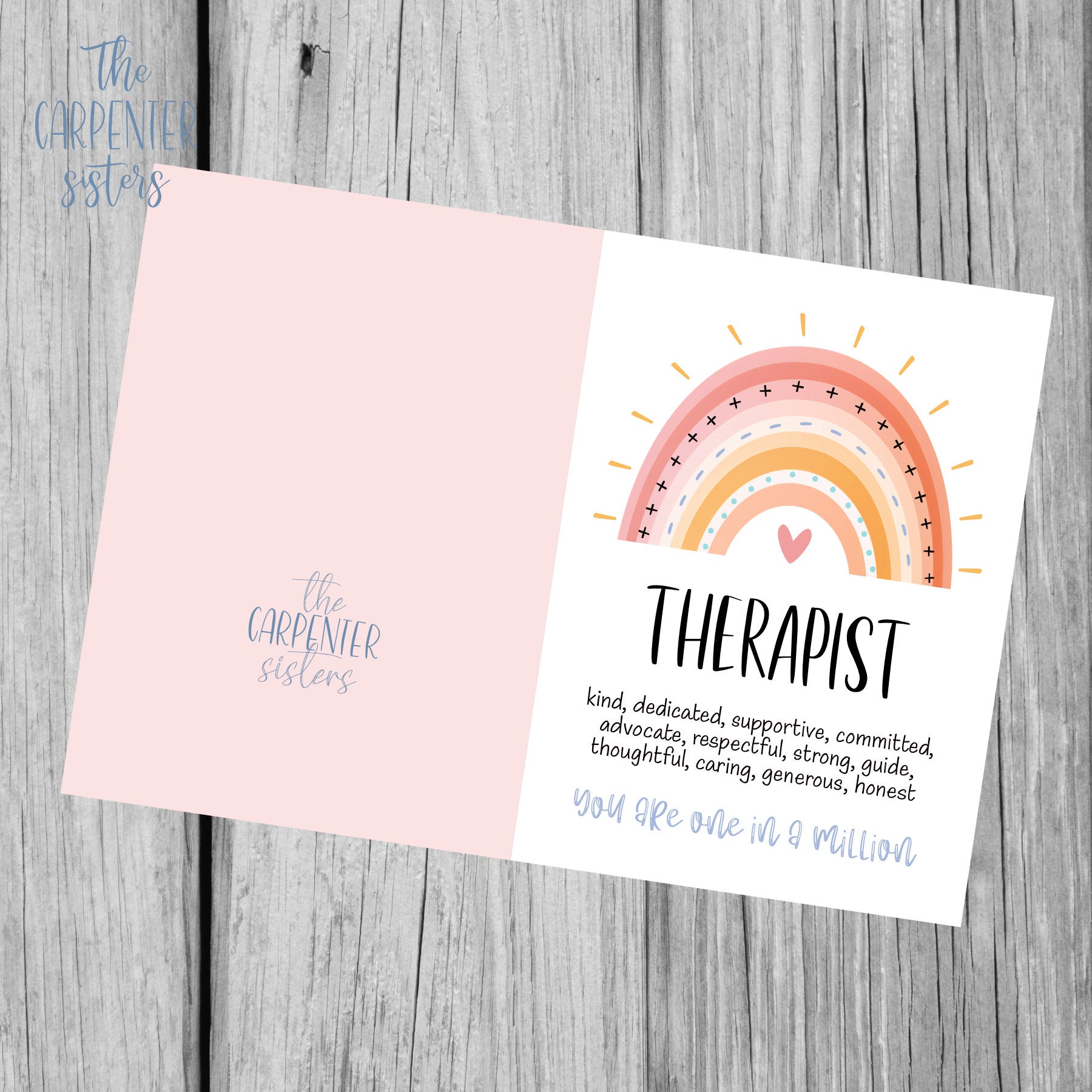 Therapist Card, Digital Download, Therapist Greeting Card , Rainbow ...