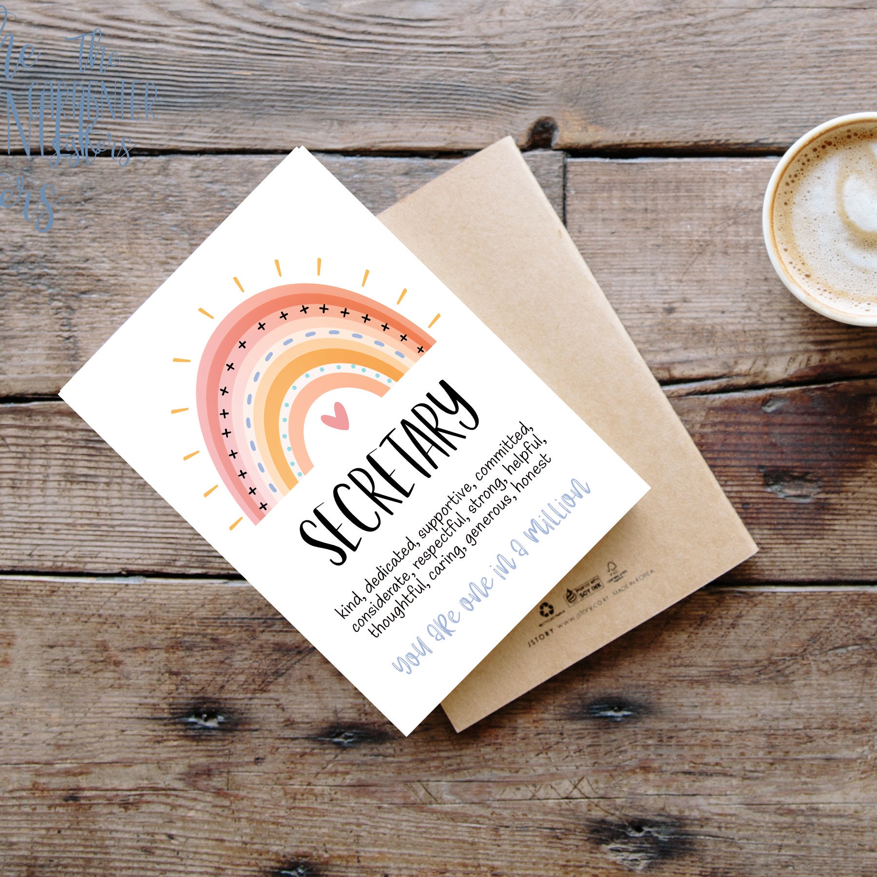 Secretary, Digital Download, School Secretary Greeting Card , Rainbow ...