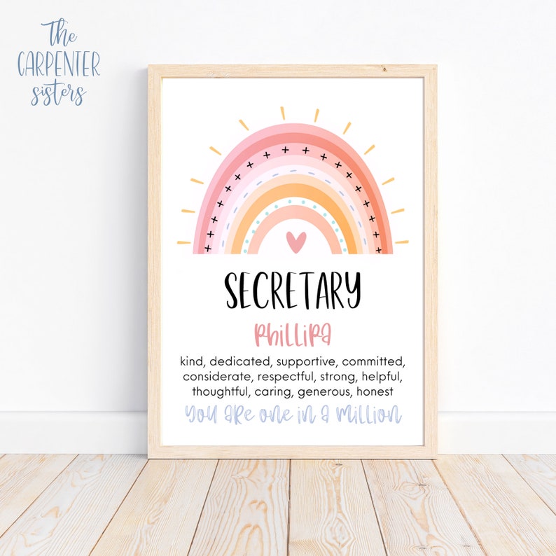 Personalised Secretary Gift, Appreciation Printable, School Secretary ...