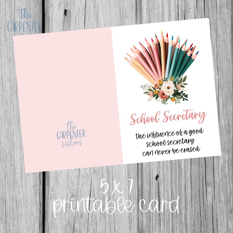 School Secretary Card, Digital Download, Secretary Thank You Card ...