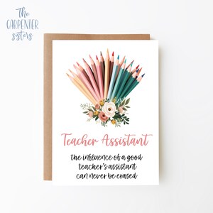 Teacher Assistant Card, Digital Download, Teacher's Assistant Thank You ...