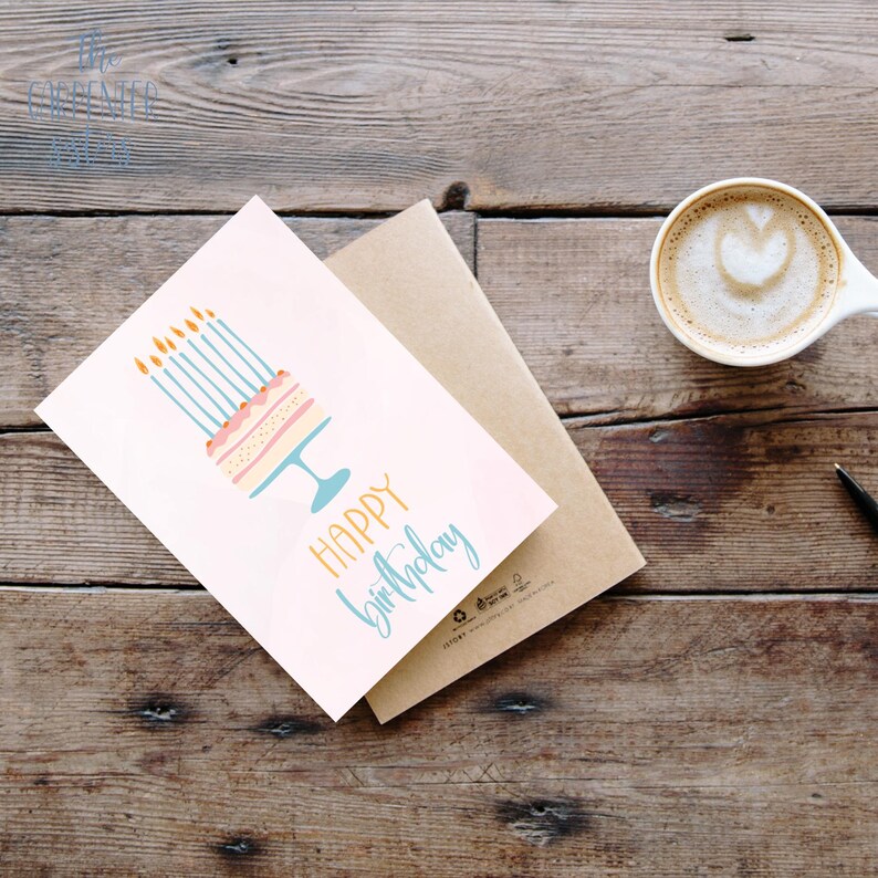 Birthday Cake Card, Happy Birthday, Digital Download, Cake Card ...