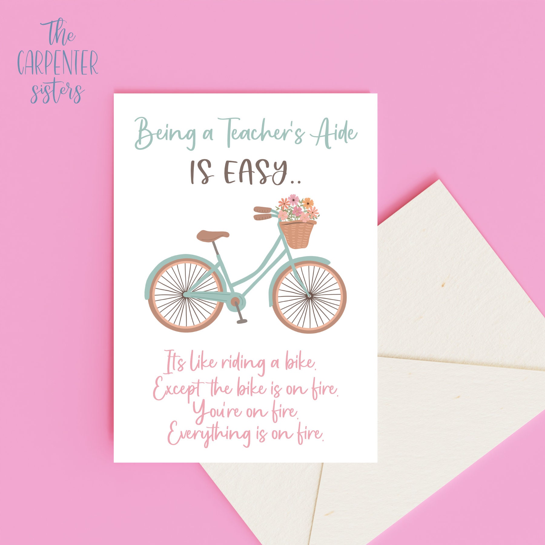 Teacher's Aide Card, Digital Download, Teacher's Aide Greeting Card ...