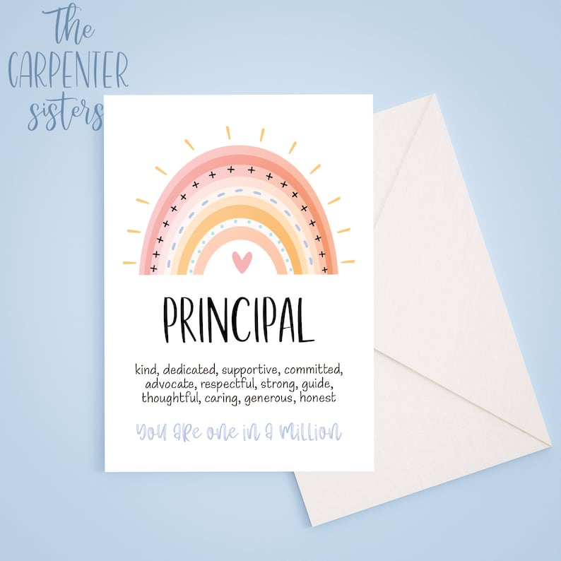 Principal Card, Digital Download, School Principal Greeting Card ...