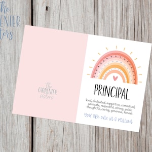Principal Card, Digital Download, School Principal Greeting Card ...