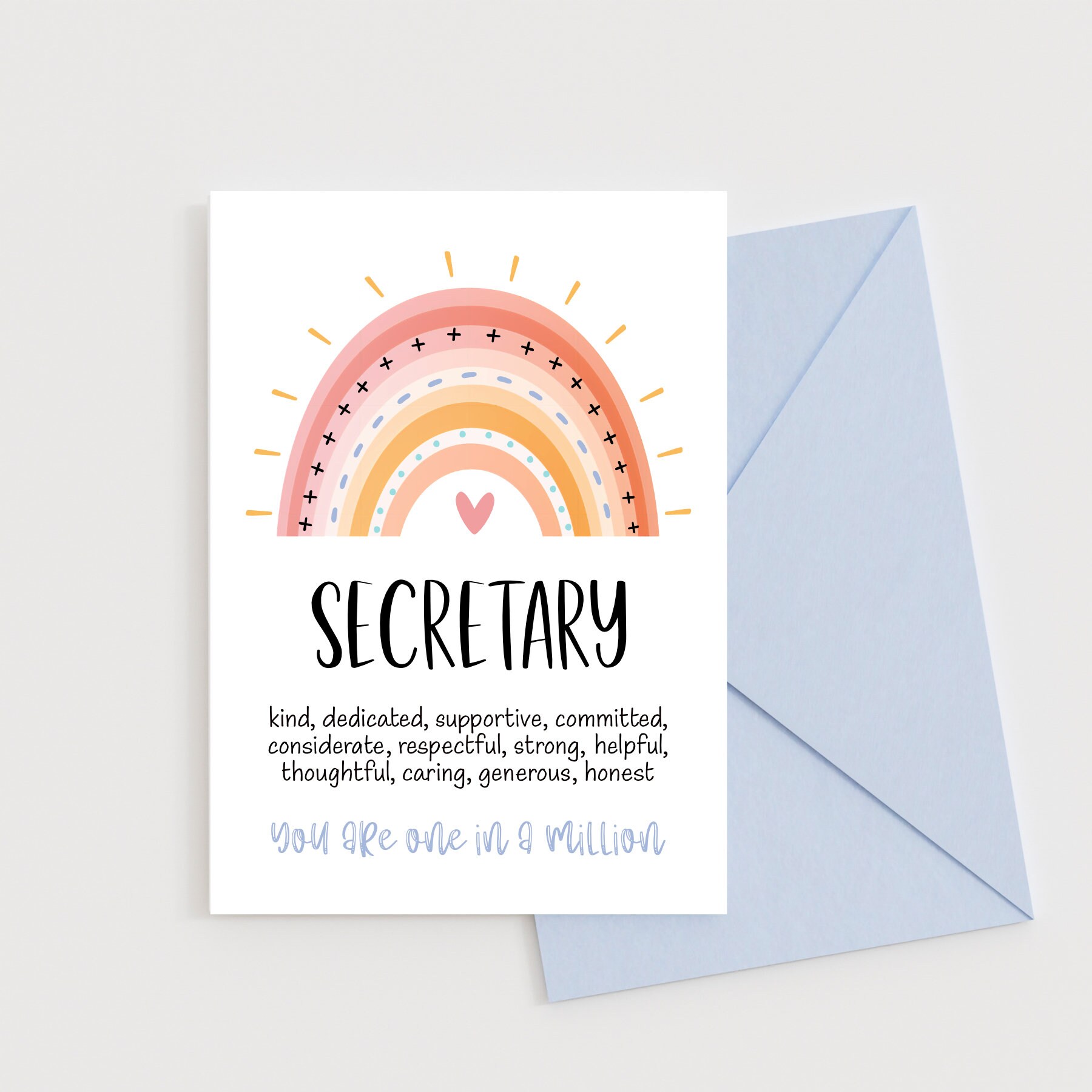 Secretary, Digital Download, School Secretary Greeting Card , Rainbow ...